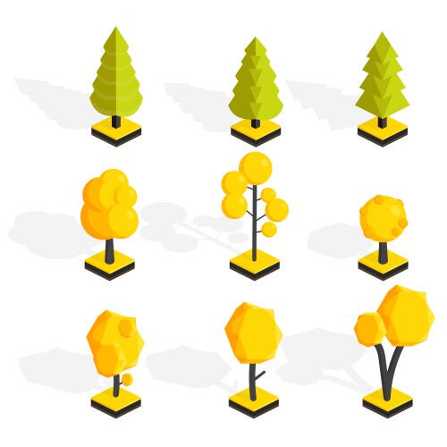 Low poly tree set Royalty Free Vector Image - VectorStock