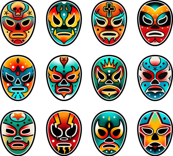 Mexican Lucha Libre Masks Royalty Free Vector Image