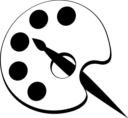 Paint color palette and brush Royalty Free Vector Image