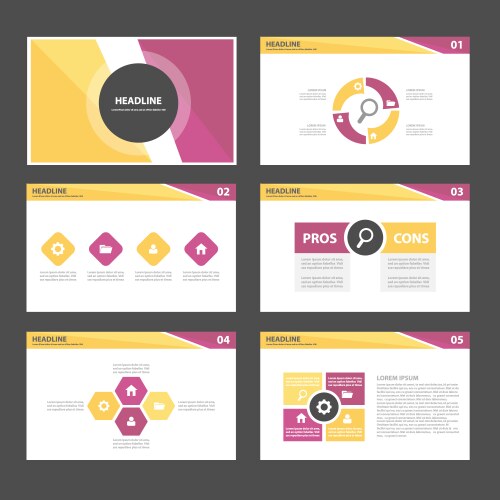 Purple yellow presentation templates infographic Vector Image
