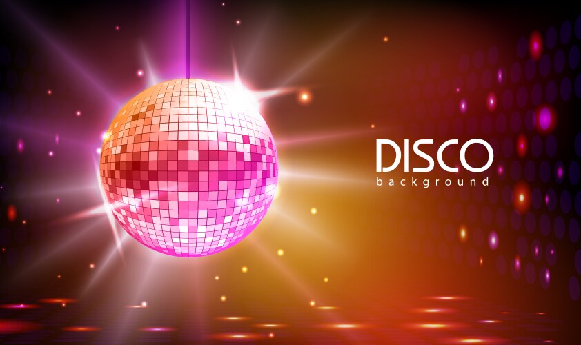 Disco banner mirrorball party ball Royalty Free Vector Image