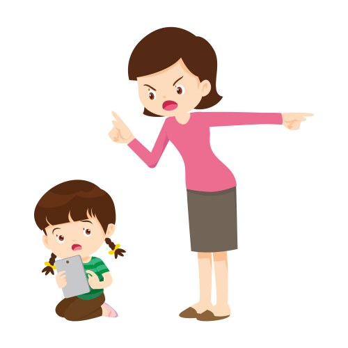Parent angry to kid addicted phone Royalty Free Vector Image