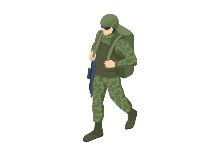 Soldier infantry with backpack Royalty Free Vector Image