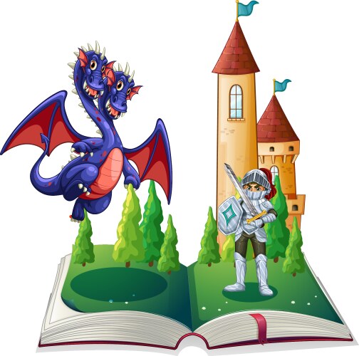 Knight fighting dragon Royalty Free Vector Image