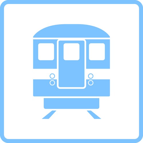Realistic blue train side view detailed image Vector Image