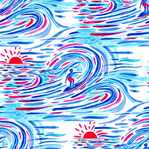 Hawaiian waves seamless pattern Royalty Free Vector Image