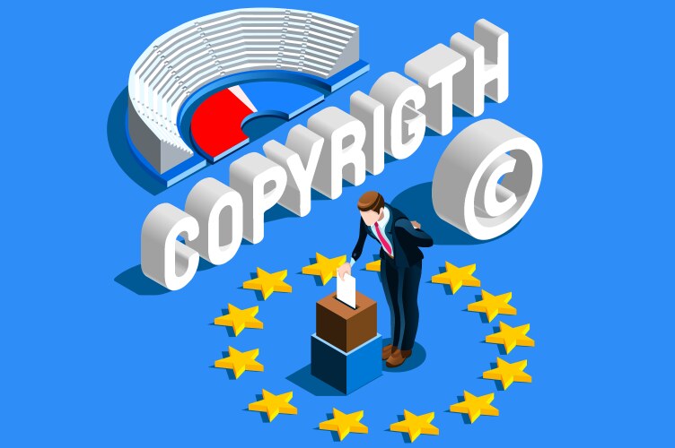 Copyright law certificate icon flat civil Vector Image