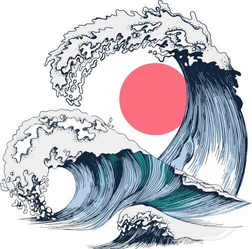 Stormy sea moving water waves in hand Royalty Free Vector