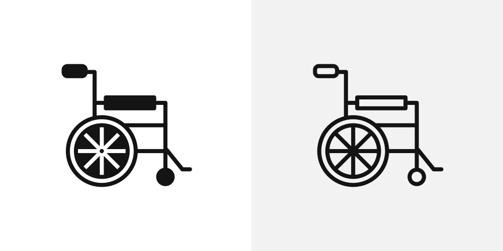 Wheelchair icon set disabled disability wheel Vector Image
