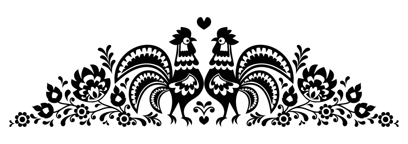 Corner border polish floral folk pattern Vector Image