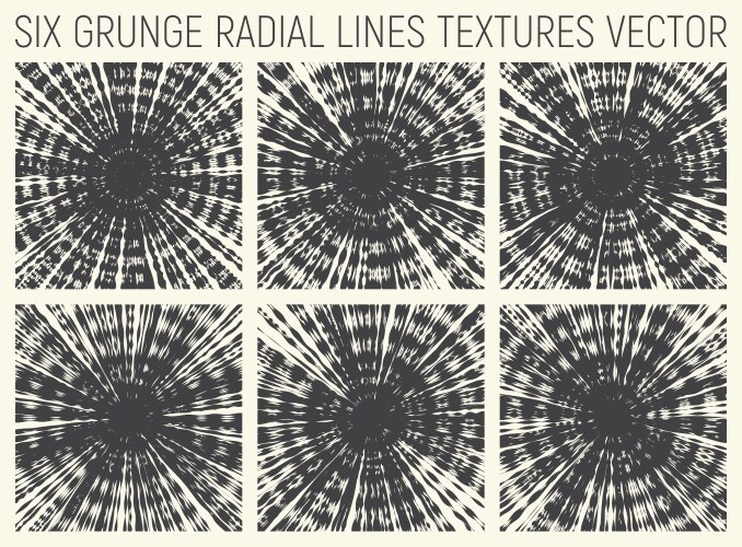 6 grunge radial lines textures Royalty Free Vector Image