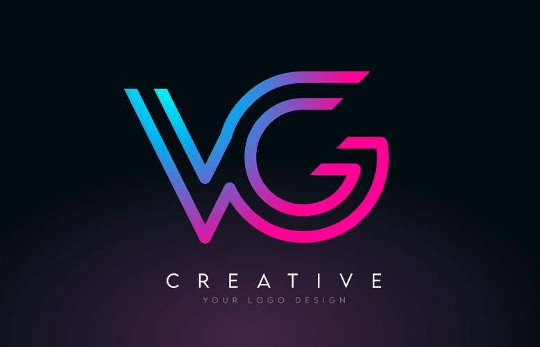 Vg logo letter with black lines design line Vector Image