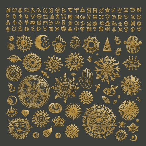 Collection of various occult symbols Royalty Free Vector