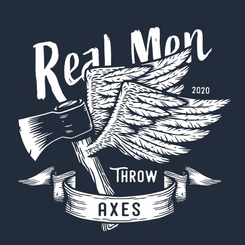 Lumberjack ax axe with wings for axeman logo Vector Image