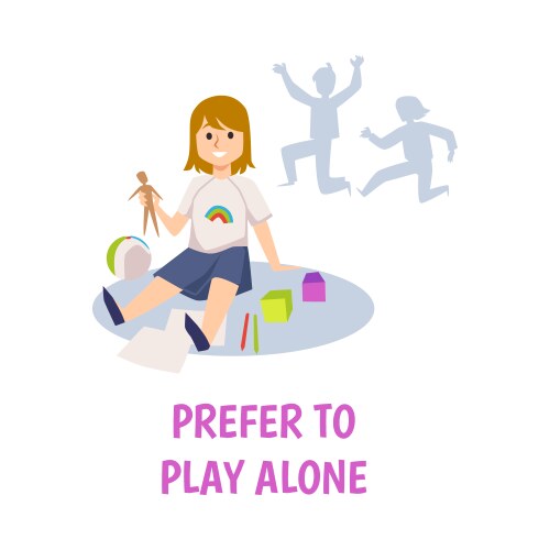 Child with autism avoiding eye contact flat Vector Image
