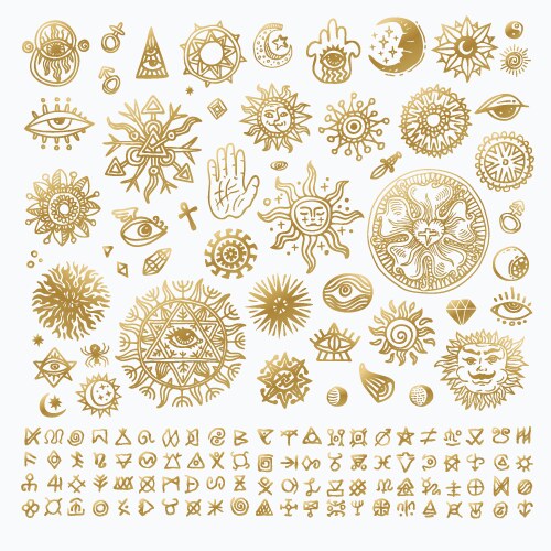 Collection of various occult symbols Royalty Free Vector