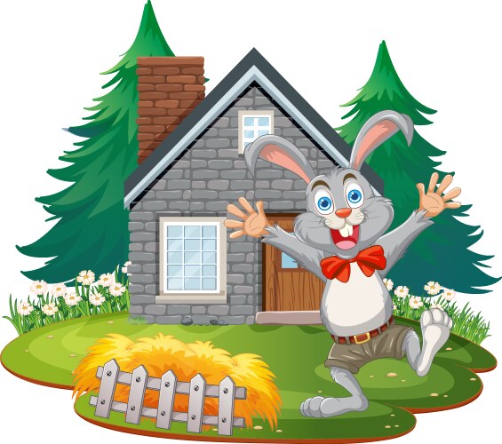 Happy rabbit cartoon Royalty Free Vector Image