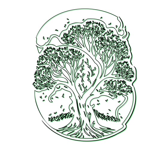 Haunted tree outline sketch green Royalty Free Vector Image