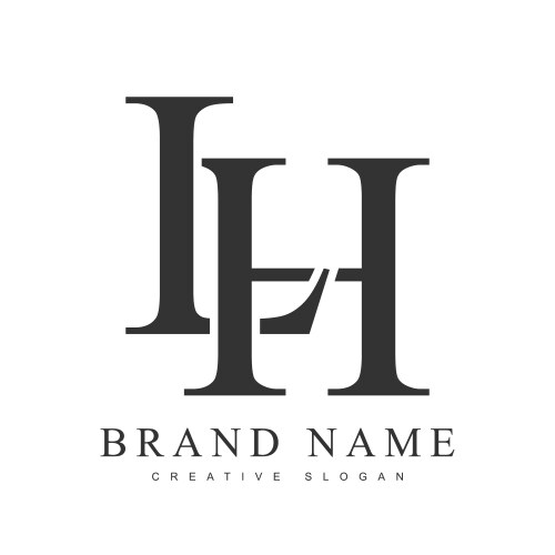 Lh logo design initial letter l and h serif font Vector Image