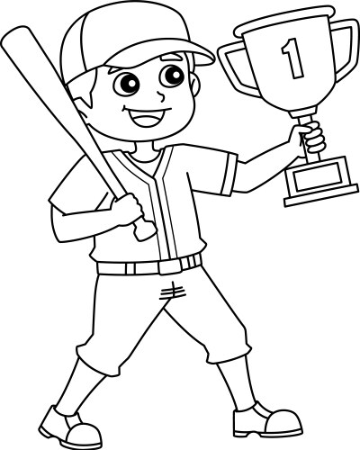 Baseball player tag coloring page for kids Vector Image