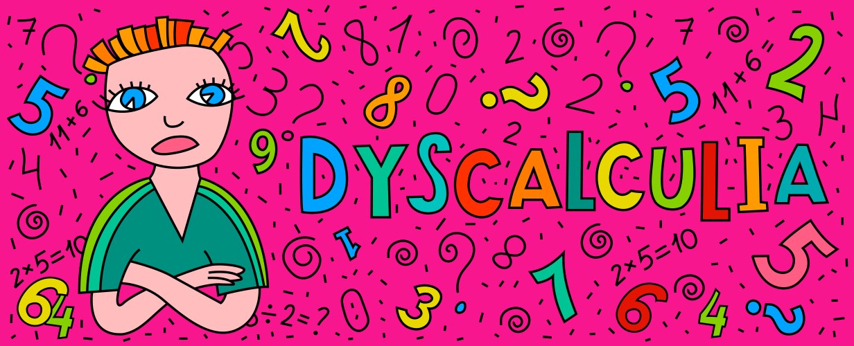 Dyscalculia concept math disability banner Vector Image