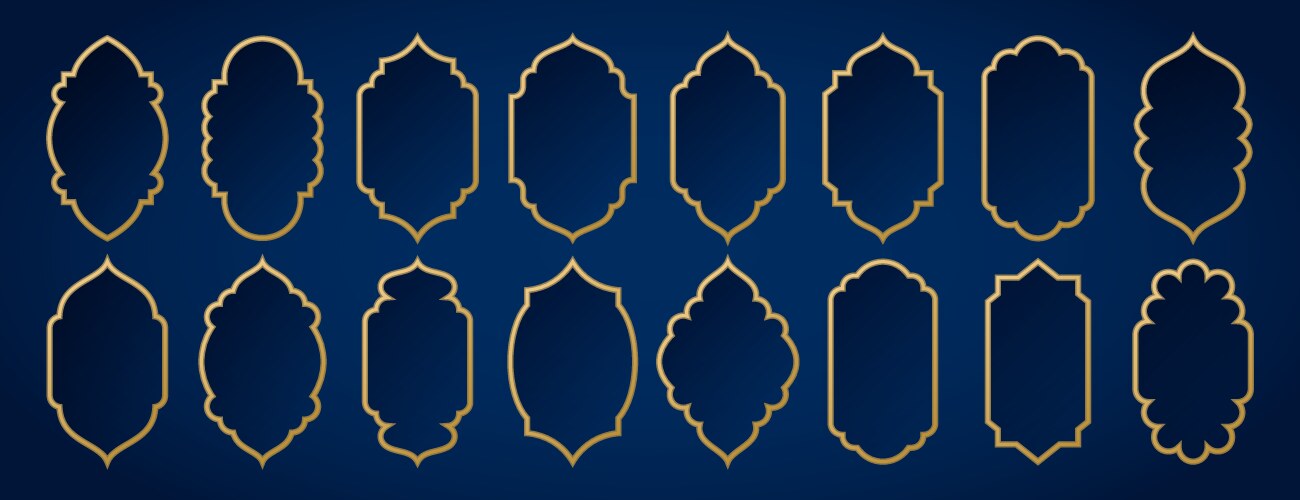 Gold traditional islamic window shape muslim Vector Image