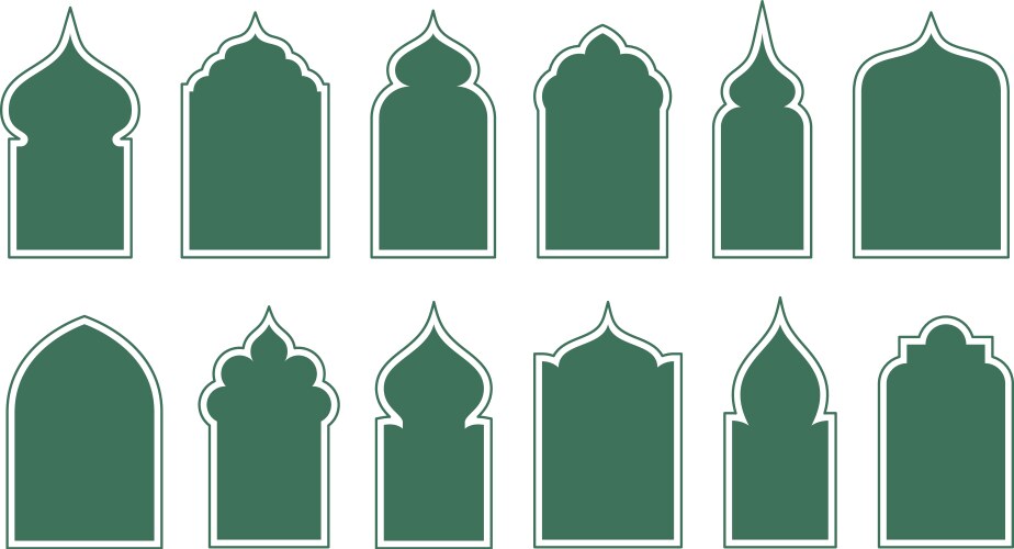 Islamic windows mosque decorative window frames Vector Image