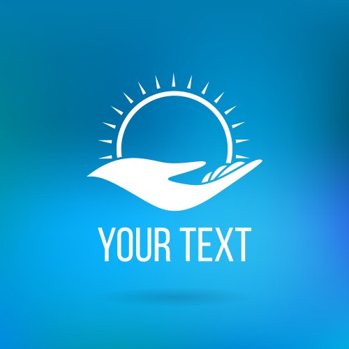 Logo with hands sun and plant Royalty Free Vector Image