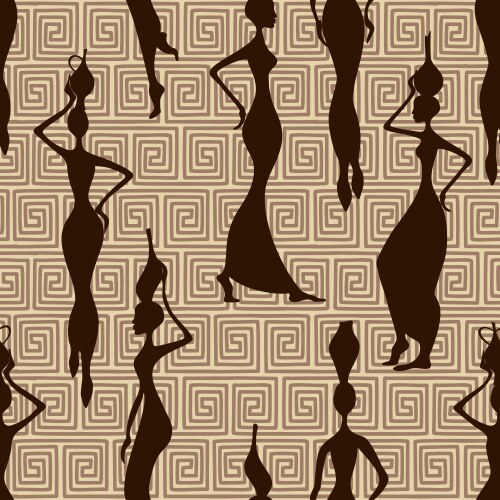 Seamless pattern of african women Royalty Free Vector Image