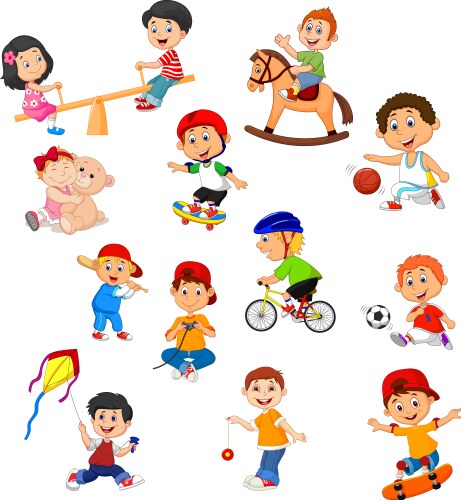 Doodle children with different activity Royalty Free Vector