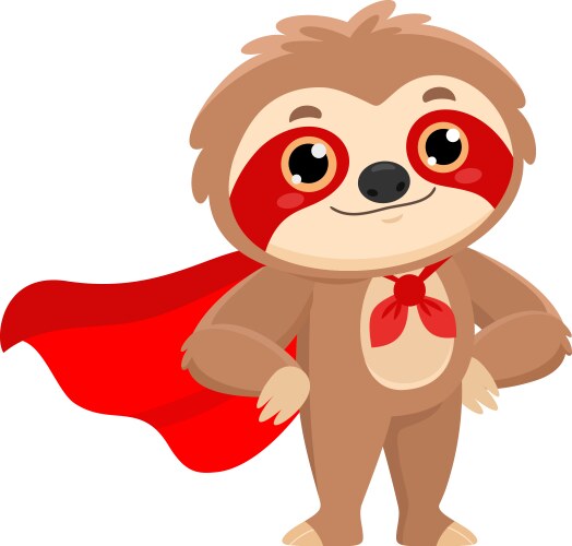 Happy cute sloth cartoon character Royalty Free Vector Image