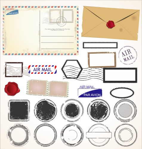 Set of post stamp symbols Royalty Free Vector Image