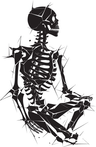 Split spine fractured skeleton iconic emblem Vector Image