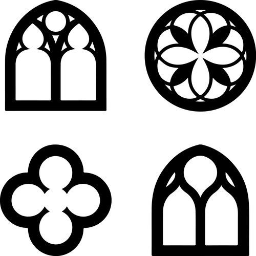 Gothic Window Tracery & Floral Motifs – Royalty-Free Vector | VectorStock
