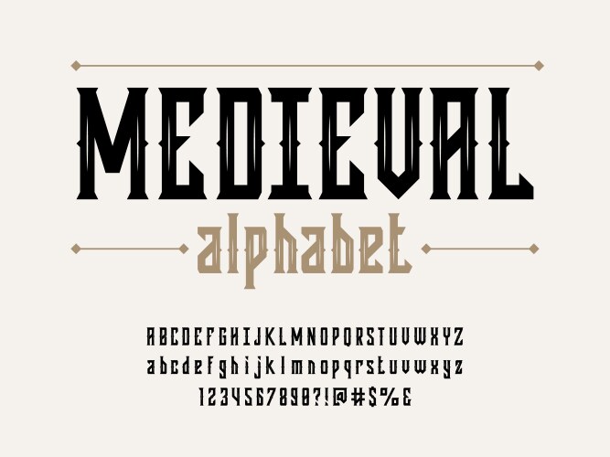 Lombardic medieval capital font Royalty Free Vector Image