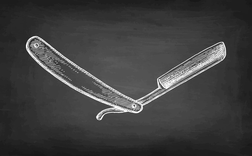 Folding straight razor ink sketch Royalty Free Vector Image