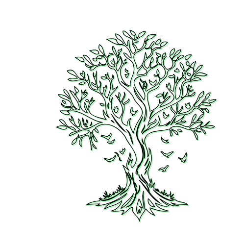 Haunted tree outline sketch green Royalty Free Vector Image