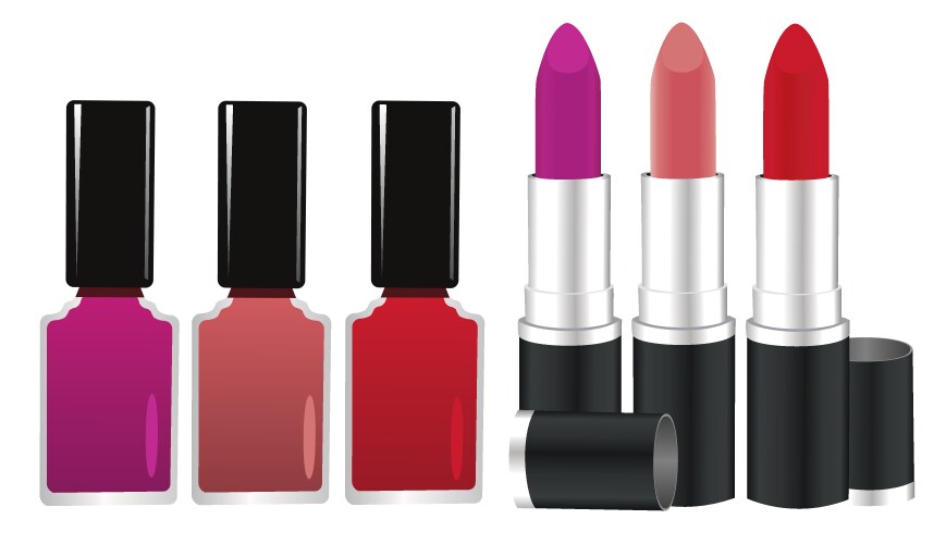 Set of color lipsticks red lipstick pink Vector Image
