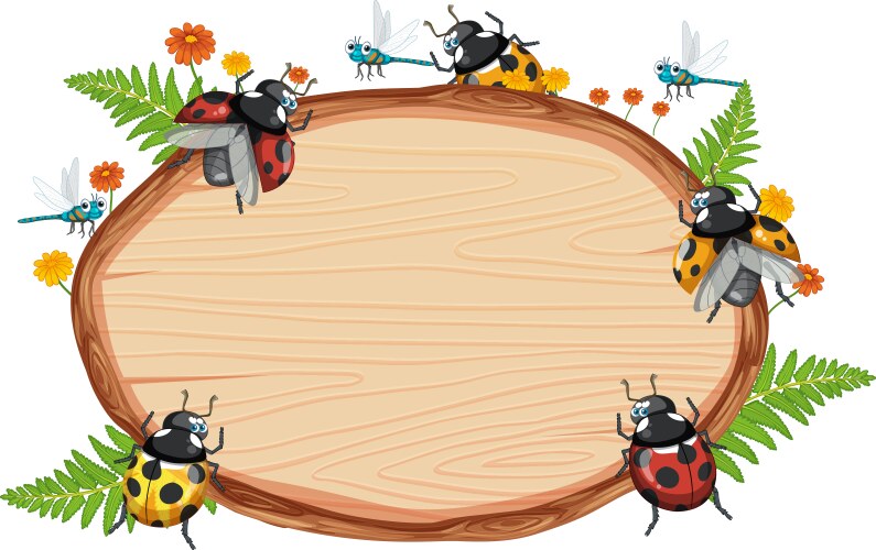 Border template design with insects in garden Vector Image