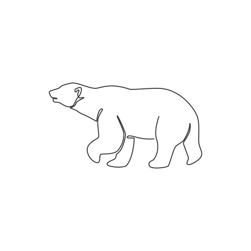 One single line drawing of cute grizzly bear Vector Image