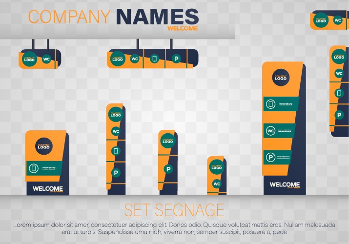 Exterior and interior signage concept direction Vector Image