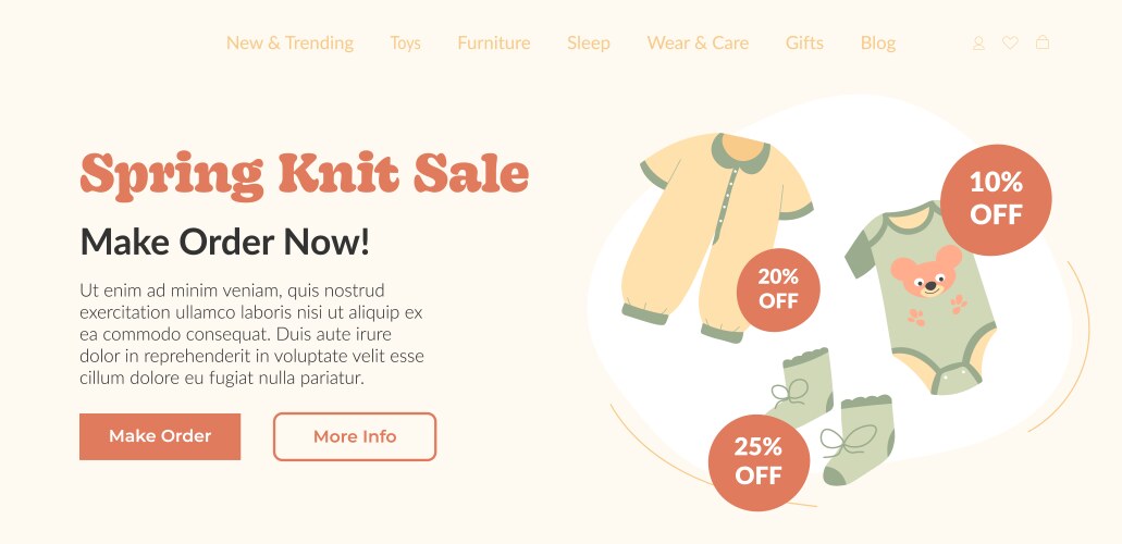 Spring knit sale make order now on website page Vector Image