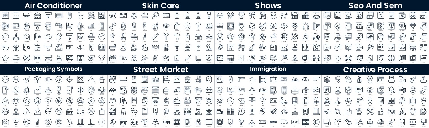 Linear style icons pack in this bundle include Vector Image