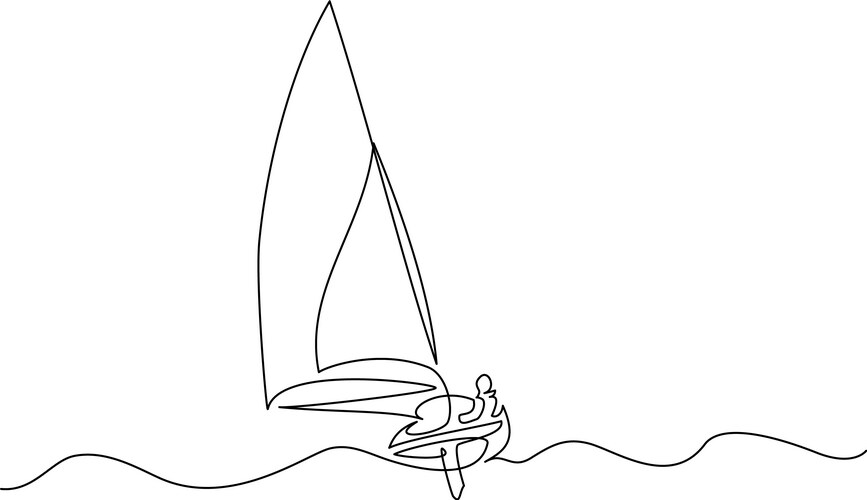 Continuous line drawing sailboat Royalty Free Vector Image