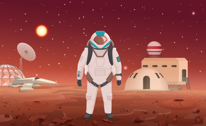 Future space station or starship cartoon Vector Image