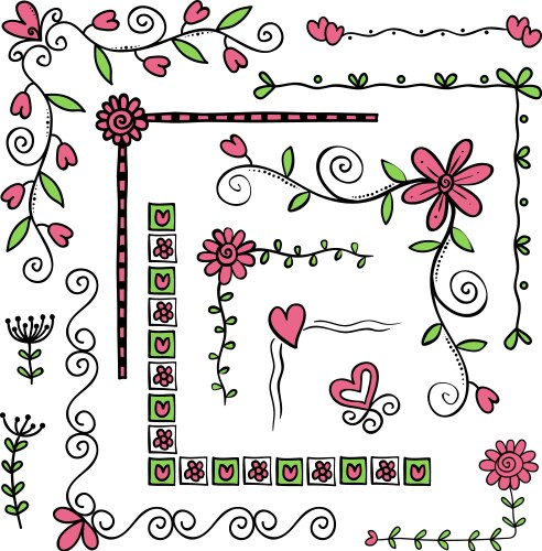 Zen doodle corners with curls and spirals Vector Image
