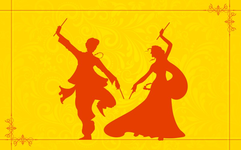 Garba night diwali poster for navratri dussehra Vector Image