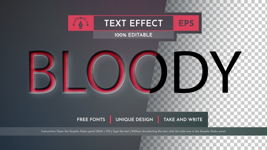 Vampire - editable text effect font style Vector Image