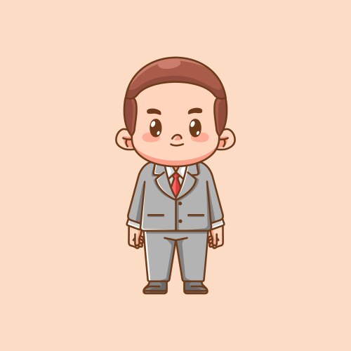 Cute businessman suit office workers kawaii chibi Vector Image