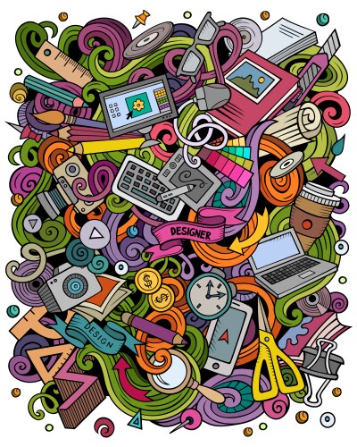 Cartoon doodles art and design Royalty Free Vector Image